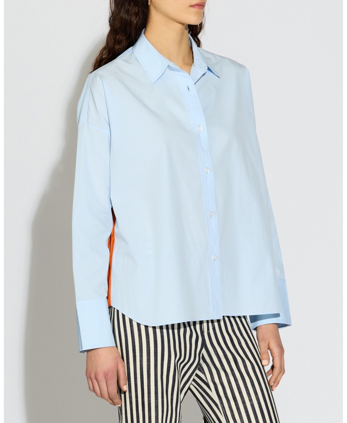CALLAS MILANO Callas Milano Sirene Poplin Shirt with Silk Twill Scarf Back